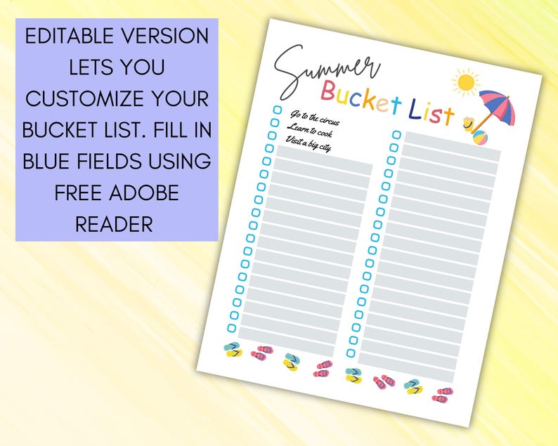 Editable Summer Bucket List, Printable Summer Planner, Kids Vacation ...
