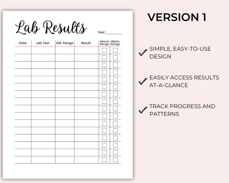 Editable Lab Results Tracker - Printable Lab Work Log - Monitor Lab ...