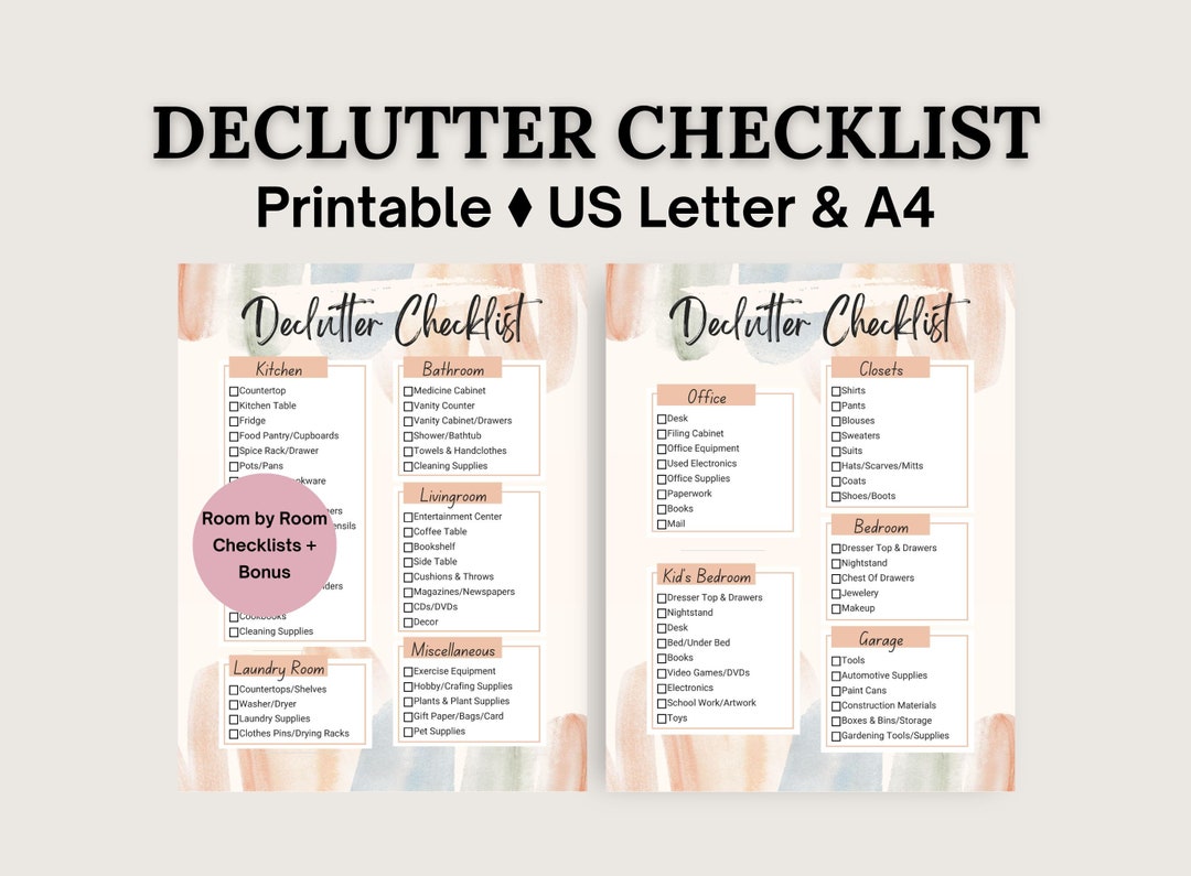 Declutter Checklist Printable Declutter Planner Declutter - Etsy