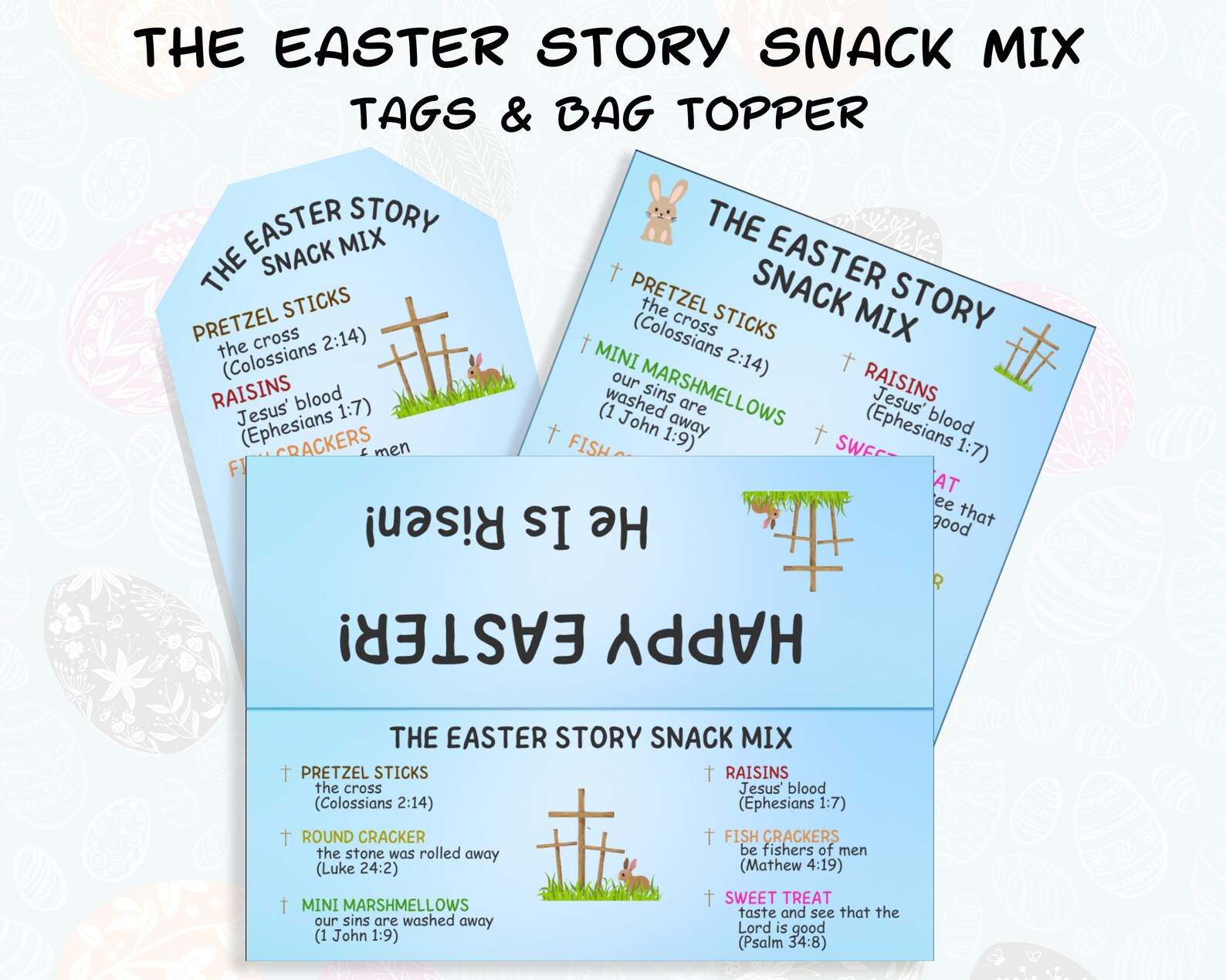 The Easter Story Snack Mix Printable Tags, Sunday School Lesson Treat ...