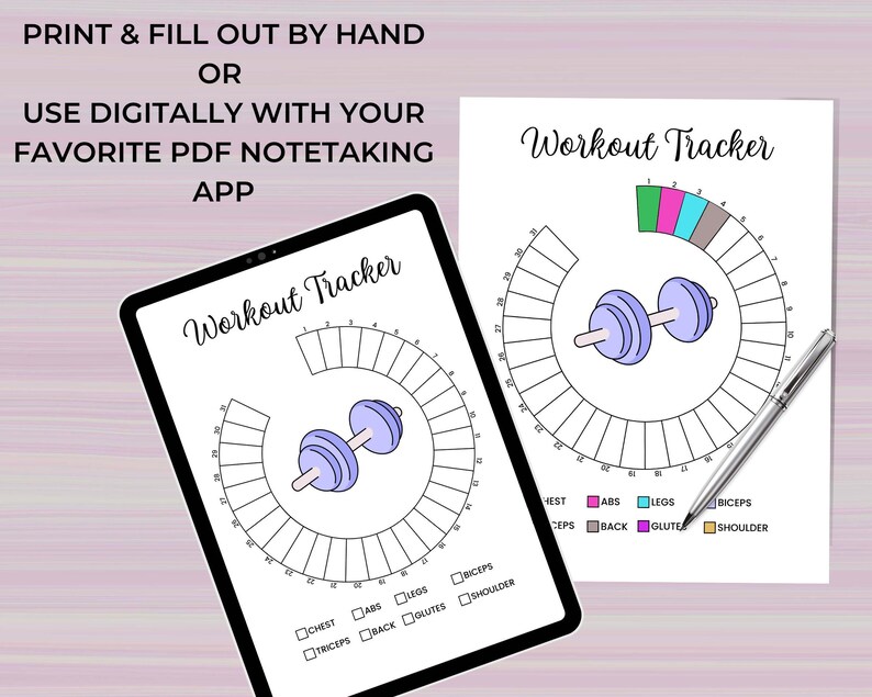 Workout Tracker - Printable Fitness Journal Page - Daily Exercise Log ...