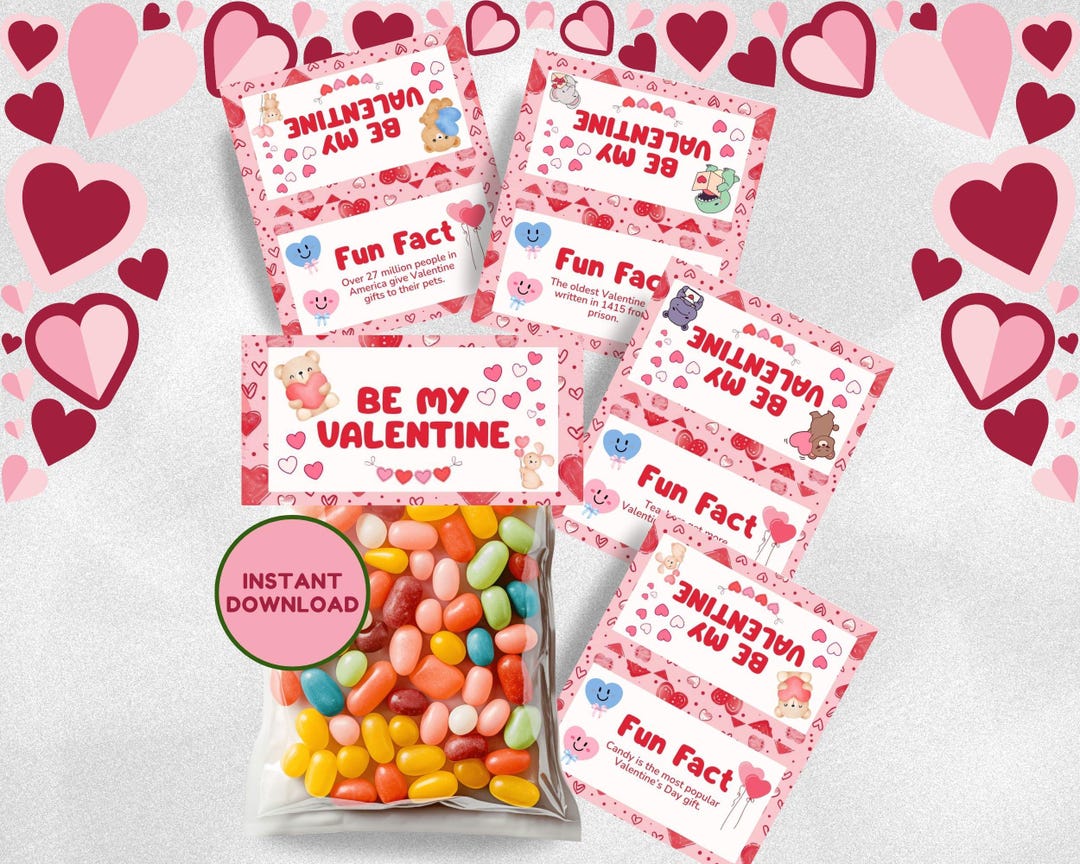 Valentine's Day Treat Bag Toppers, Valentine Party Favor Bag Tag ...