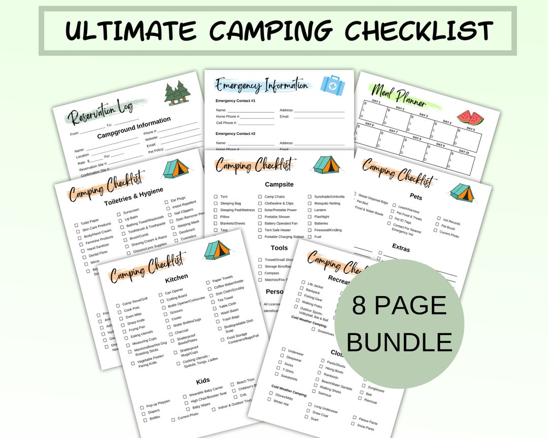 Editable Camping Checklist and Planner Printable, Camping Packing List ...