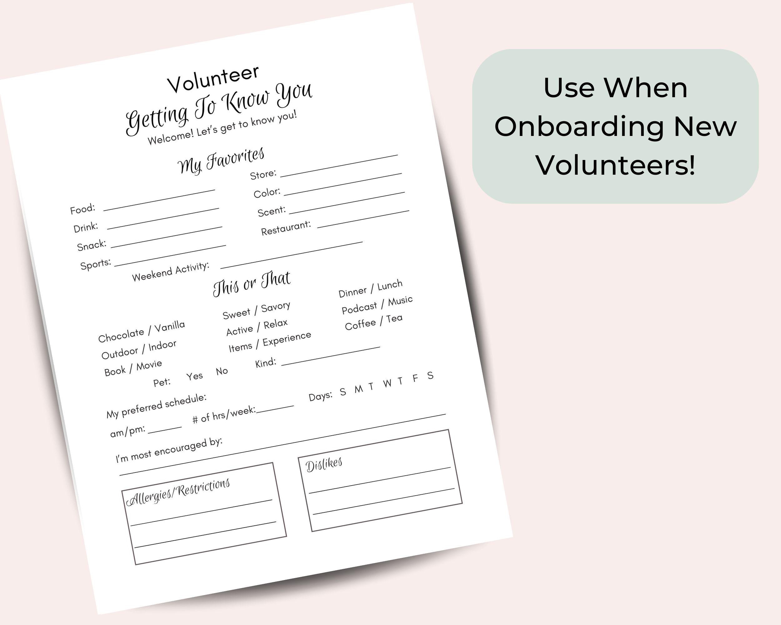Volunteer Get to Know You Printable - Getting to Know Me Template ...