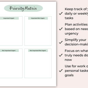 Editable Priority Matrix Planner - Printable Decision Matrix ...