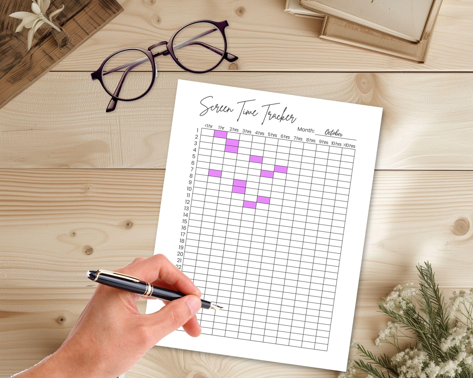 Monthly Screen Time Tracker - Printable Journal Page - Daily Screen ...