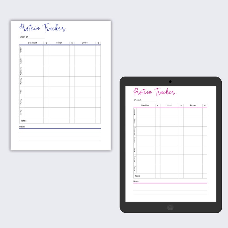 Protein Tracker Printable, Weekly Protein Tracker, Macro Tracker, Food ...
