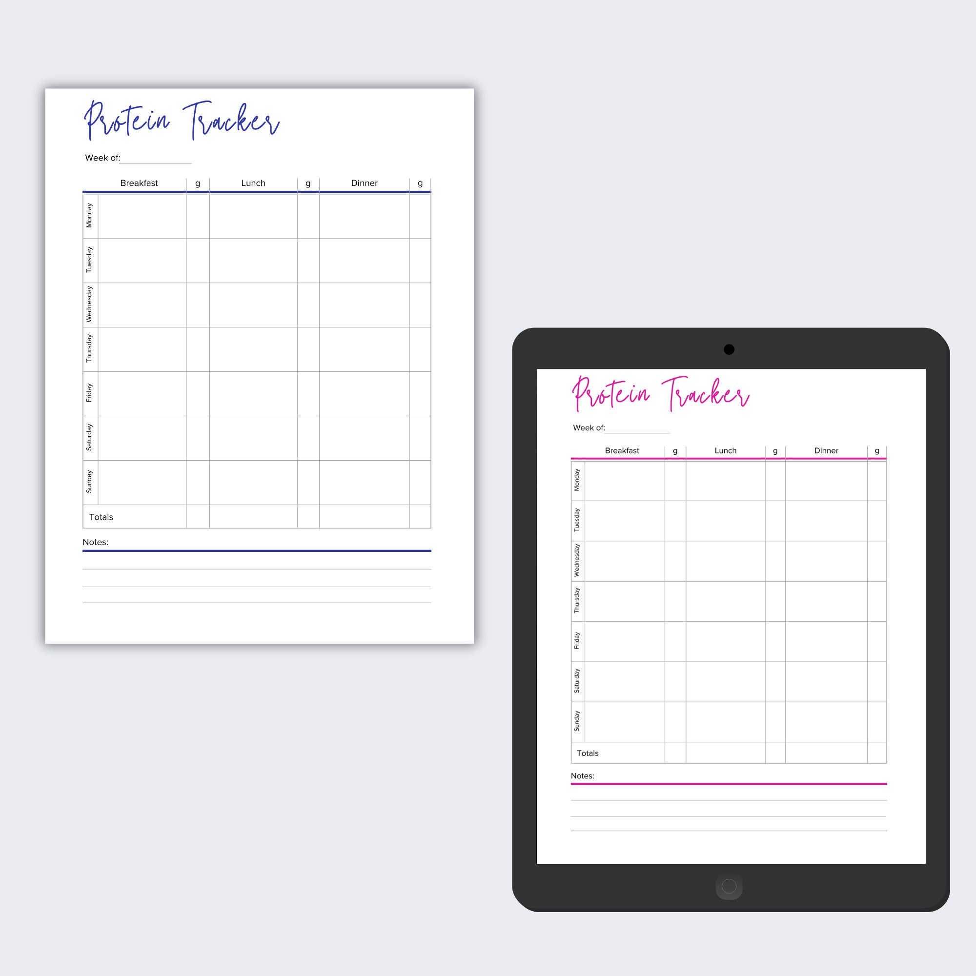 Protein Tracker Printable, Weekly Protein Tracker, Macro Tracker, Food ...
