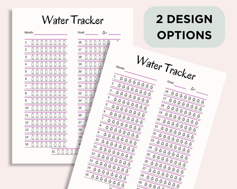 Monthly Water Tracker Printable, Water Challenge, Hydration Tracker ...