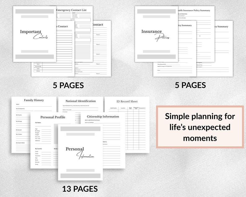 End of Life Planner, Printable What If Binder, in My Absence Organizer ...