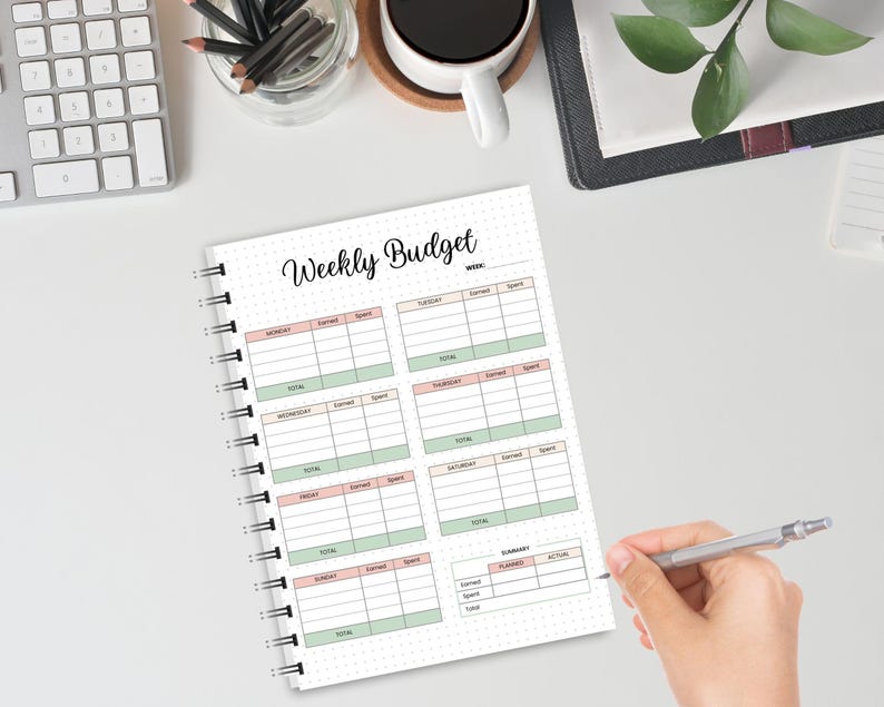 Weekly Budget Planner Template - Printable Journal Page - Simple Budget ...
