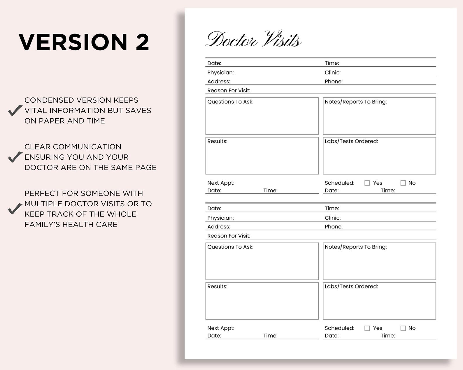 Doctor Visit Tracker Editable, Doctor Notes Printable, Medical Records ...