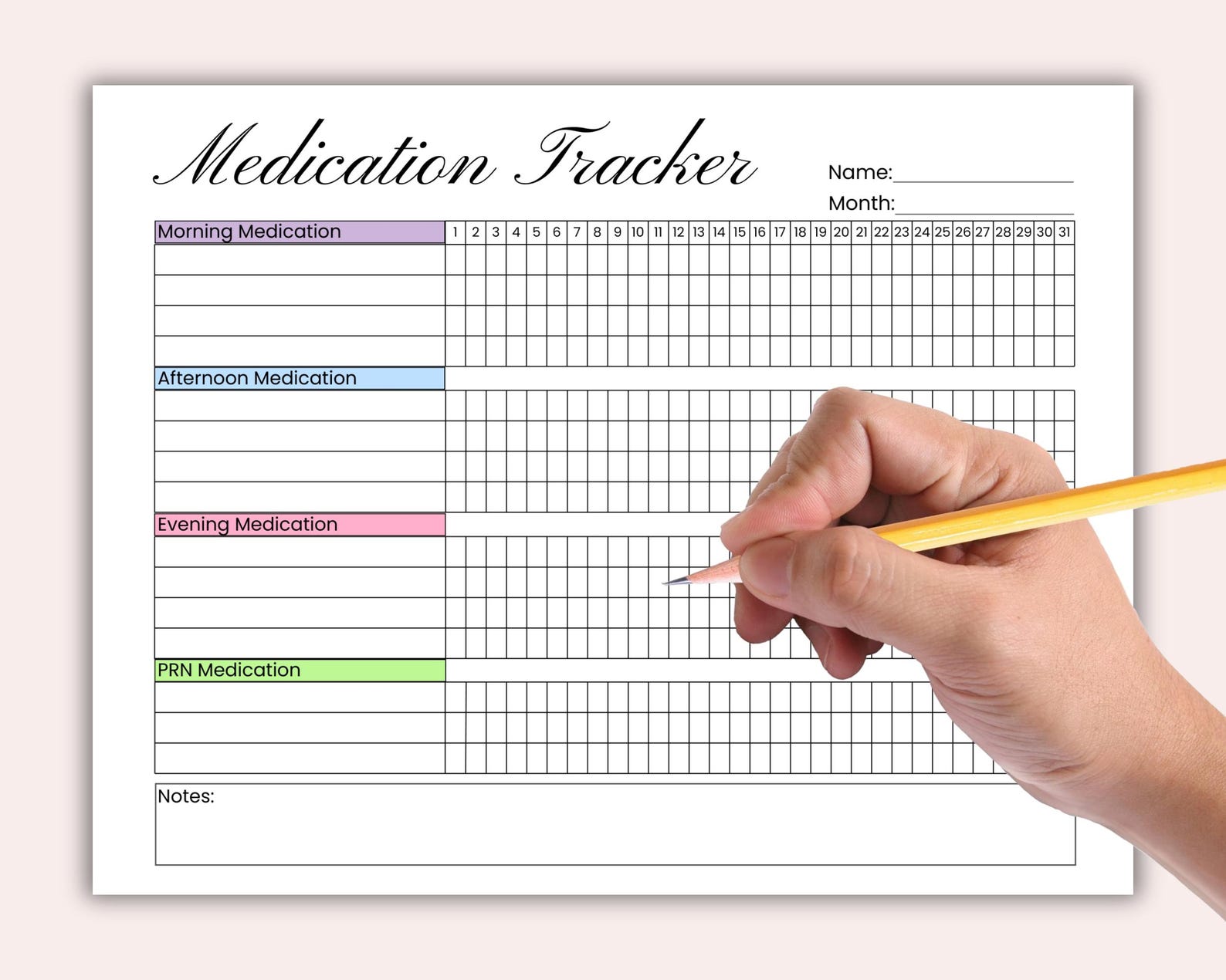 Editable Monthly Medication Tracker, Printable Prescription Tracker ...