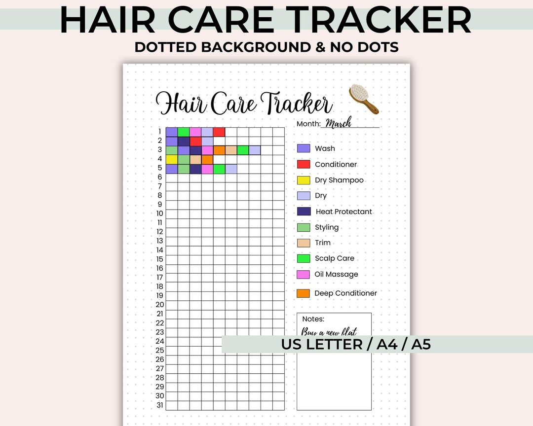 Hair Care Tracker Printable: Daily & Monthly Haircare Routine, Journal ...