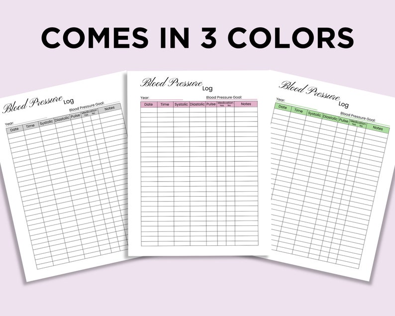 Editable Blood Pressure Log, Printable Blood Pressure Chart ...