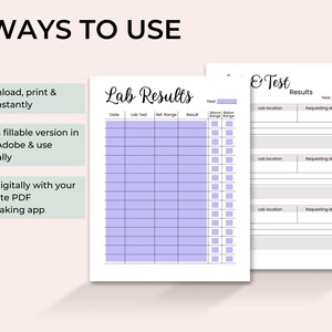 Editable Lab Results Tracker - Printable Lab Work Log - Monitor Lab ...