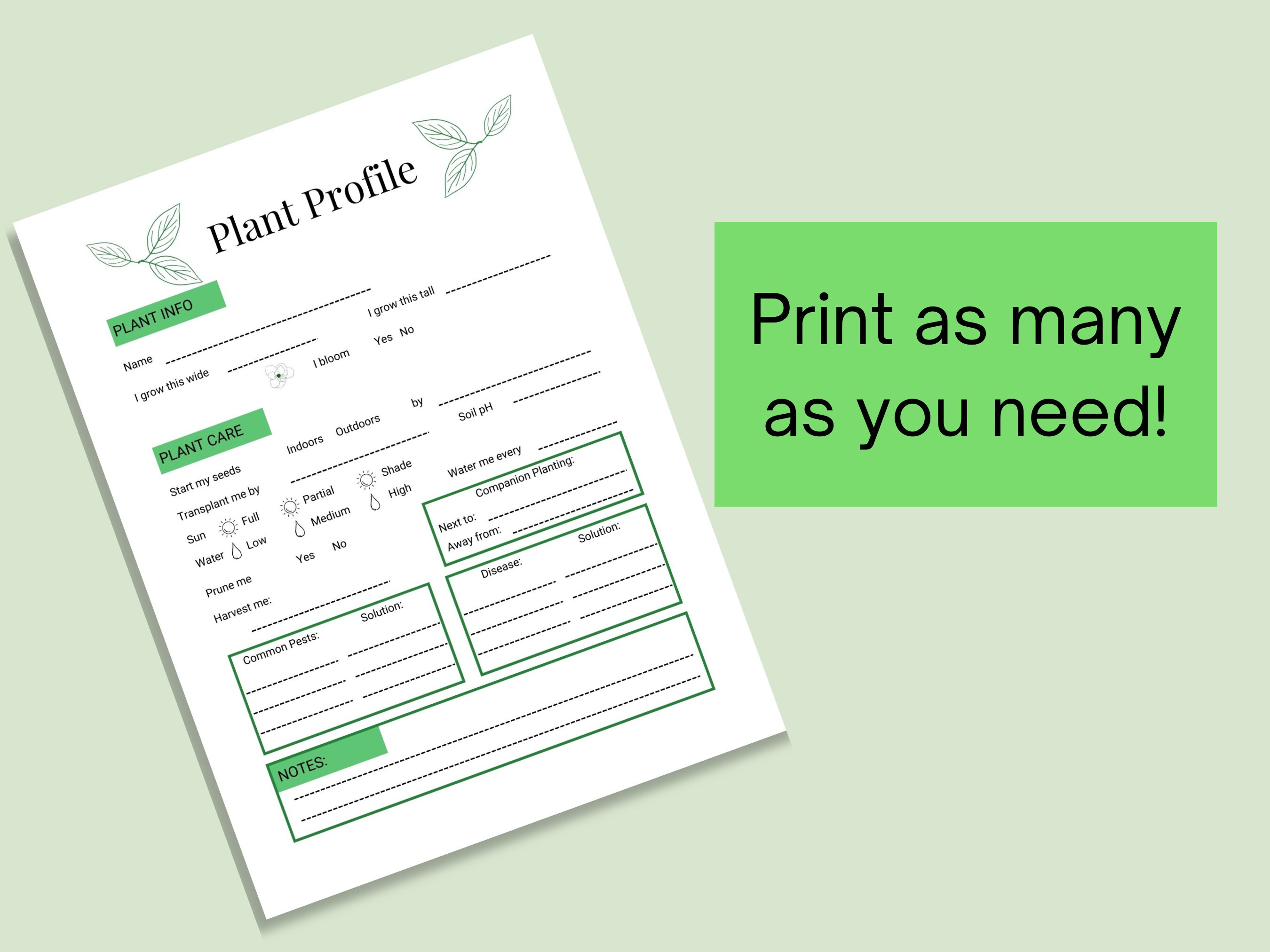 Printable Plant Profile Sheet, Garden Information Page, Gardening Log ...