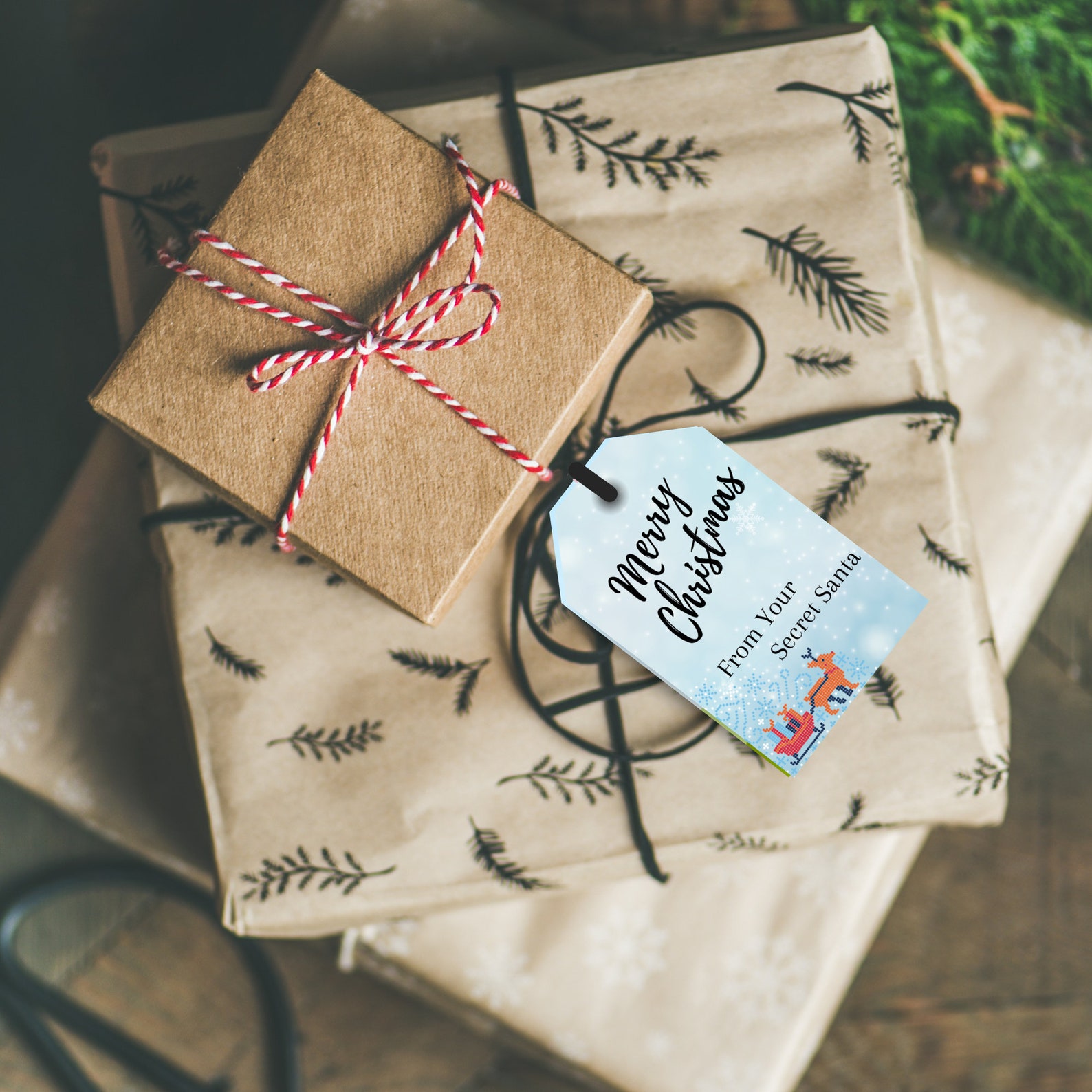 Secret Santa Gift Tags, Printable Santa Labels, Unique Santa Tags, Kris ...