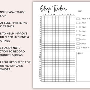 Sleep Tracker Printable, Yearly Sleep Log, Sleep Journal, Sleep Chart ...
