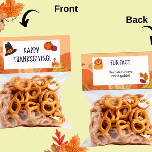 Thanksgiving Treat Bag Topper, Printable Snack Bag Treat Label, Gift ...