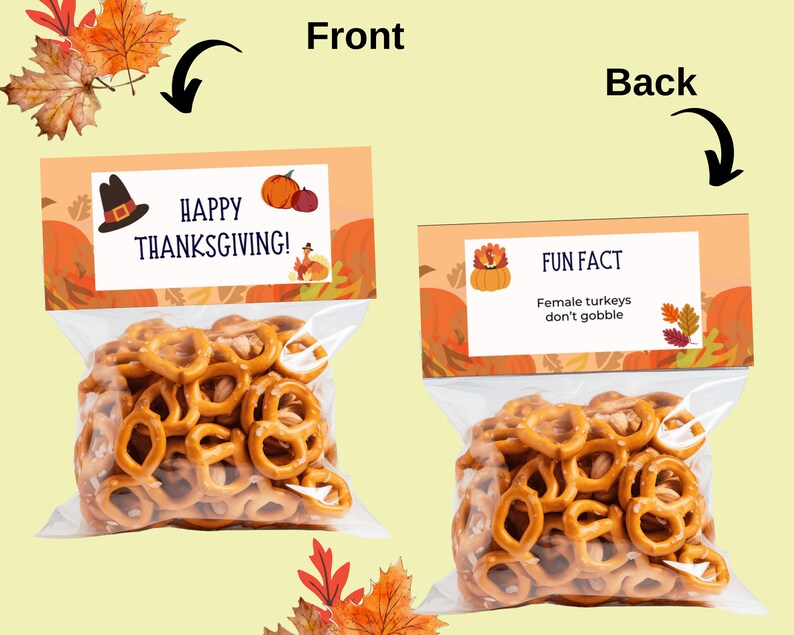 Thanksgiving Treat Bag Topper, Printable Snack Bag Treat Label, Gift ...