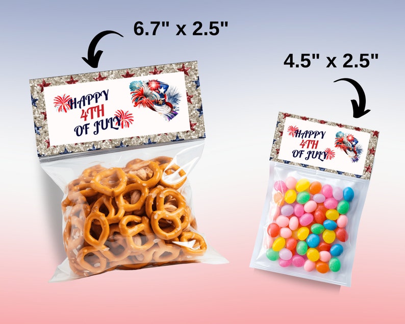 4th of July Bag Topper, Happy Fourth of July Printable, July 4th Party ...