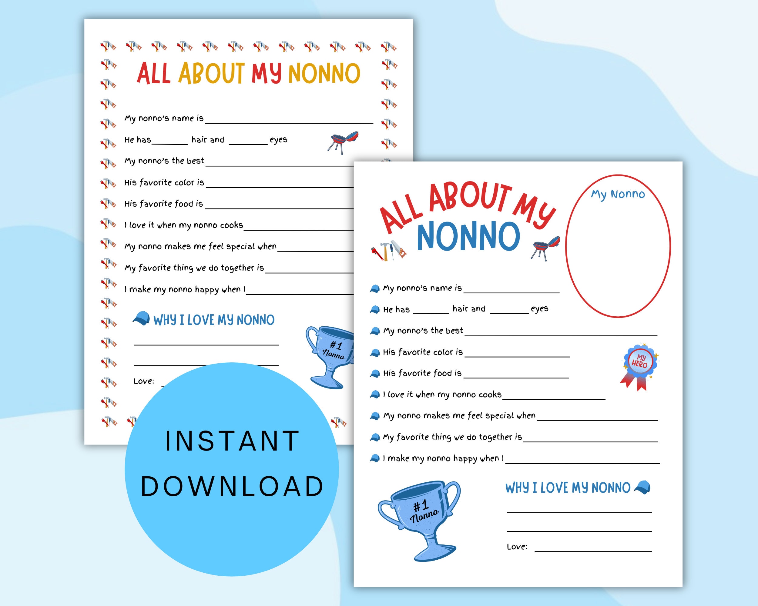 All About My Nonno Printable, Father’s Day Questionnaire, Nonno ...