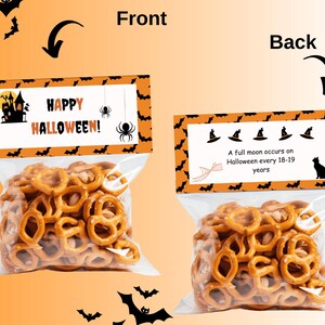 Halloween Treat Bag Topper Printable, Snack Bag Treat Label, Classroom ...