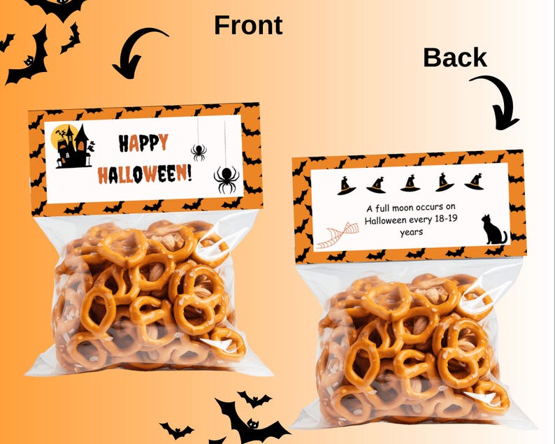Halloween Treat Bag Topper Printable, Snack Bag Treat Label, Classroom ...