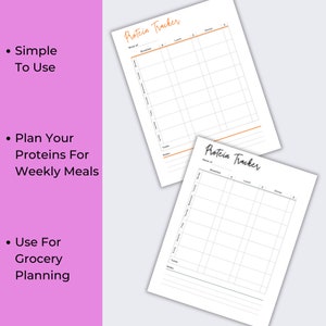 Protein Tracker Printable, Weekly Protein Tracker, Macro Tracker, Food ...