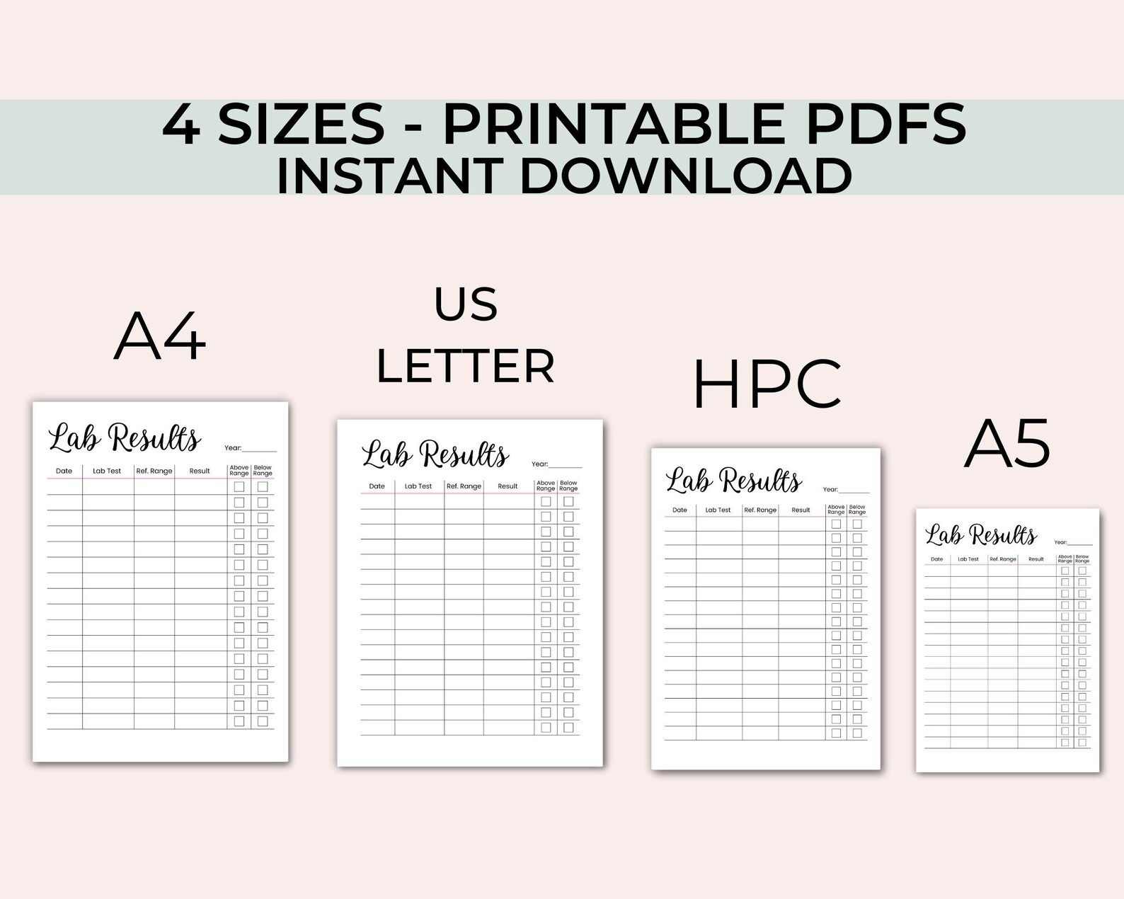 Editable Lab Results Tracker - Printable Lab Work Log - Monitor Lab ...