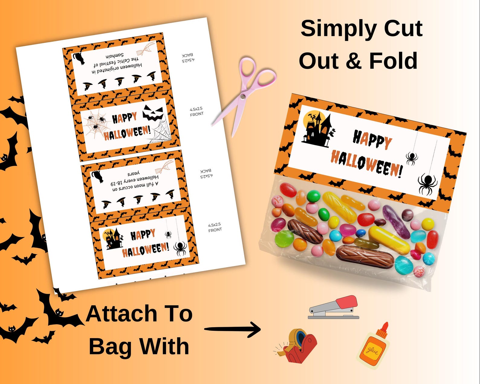 Halloween Treat Bag Topper Printable, Snack Bag Treat Label, Classroom ...