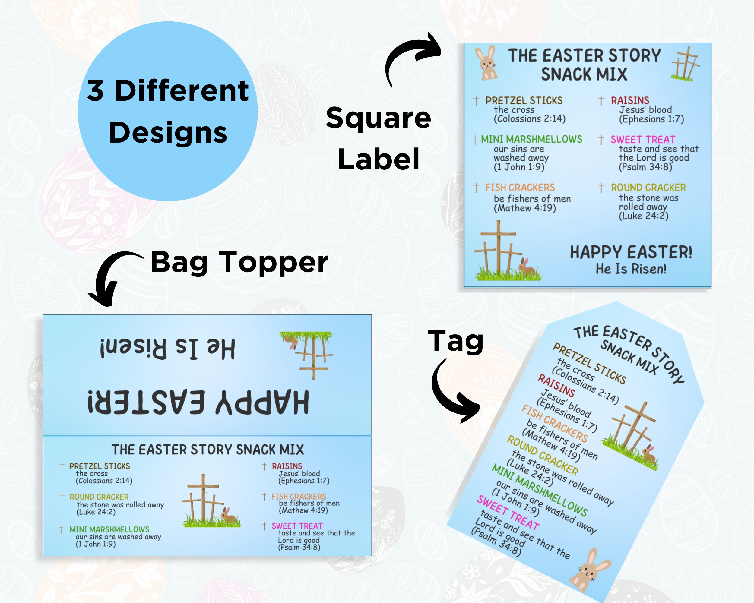 The Easter Story Snack Mix Printable Tags, Sunday School Lesson Treat ...