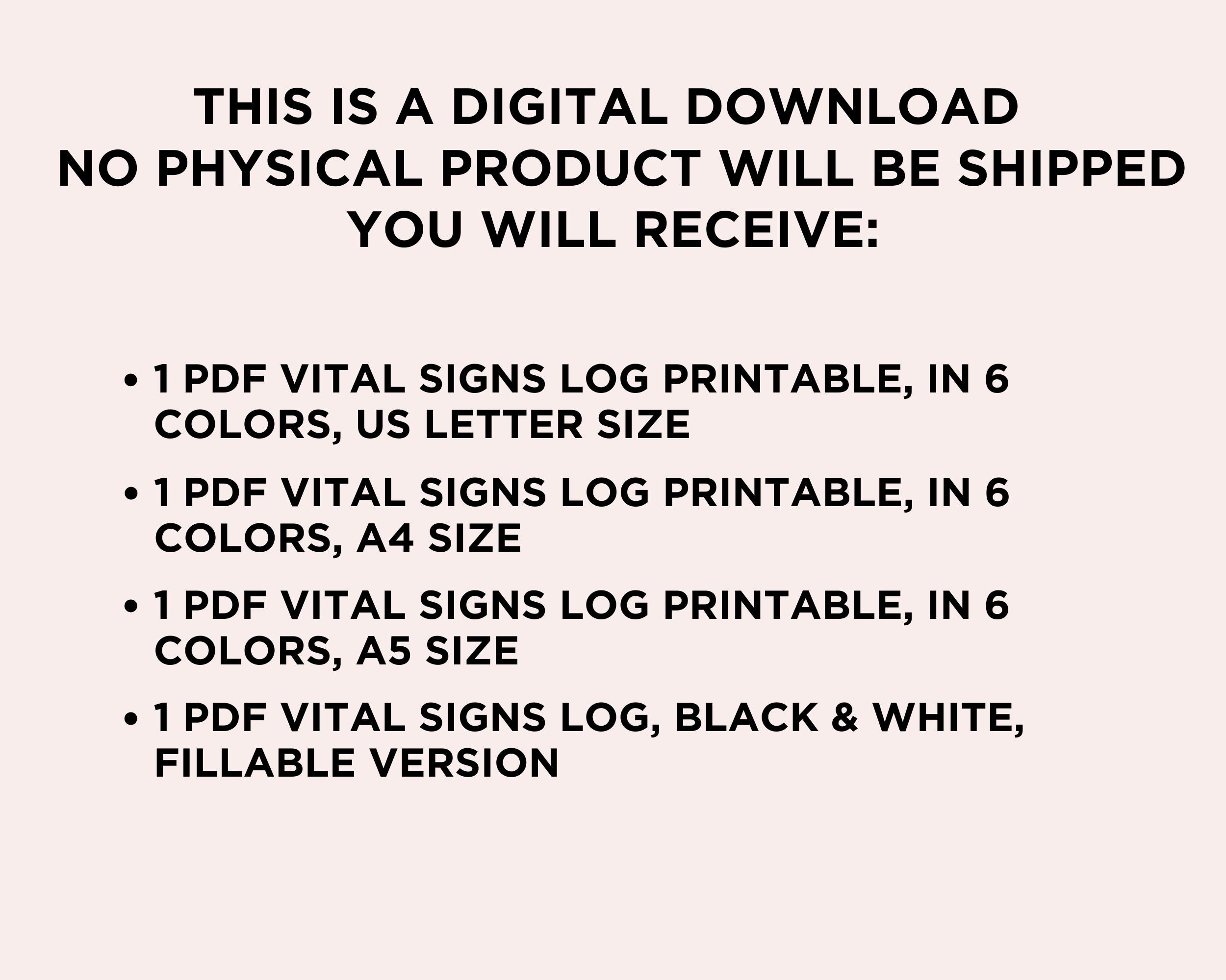 Editable & Printable Vital Signs Chart, Vital Signs Log, Nursing ...
