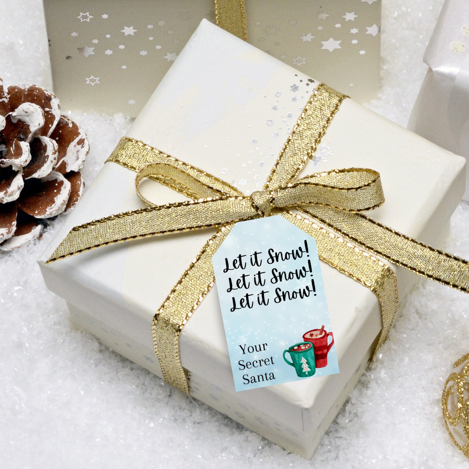 Secret Santa Gift Tags, Printable Santa Labels, Unique Santa Tags, Kris ...