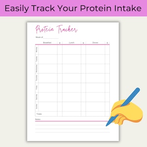 Protein Chart, Protein Tracker, Protein Food Guide, High Food Protein ...