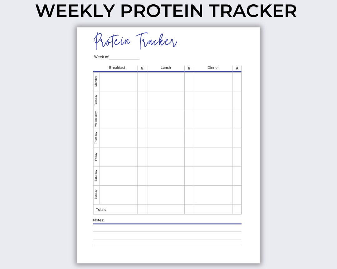 Protein Tracker Printable, Weekly Protein Tracker, Macro Tracker, Food ...