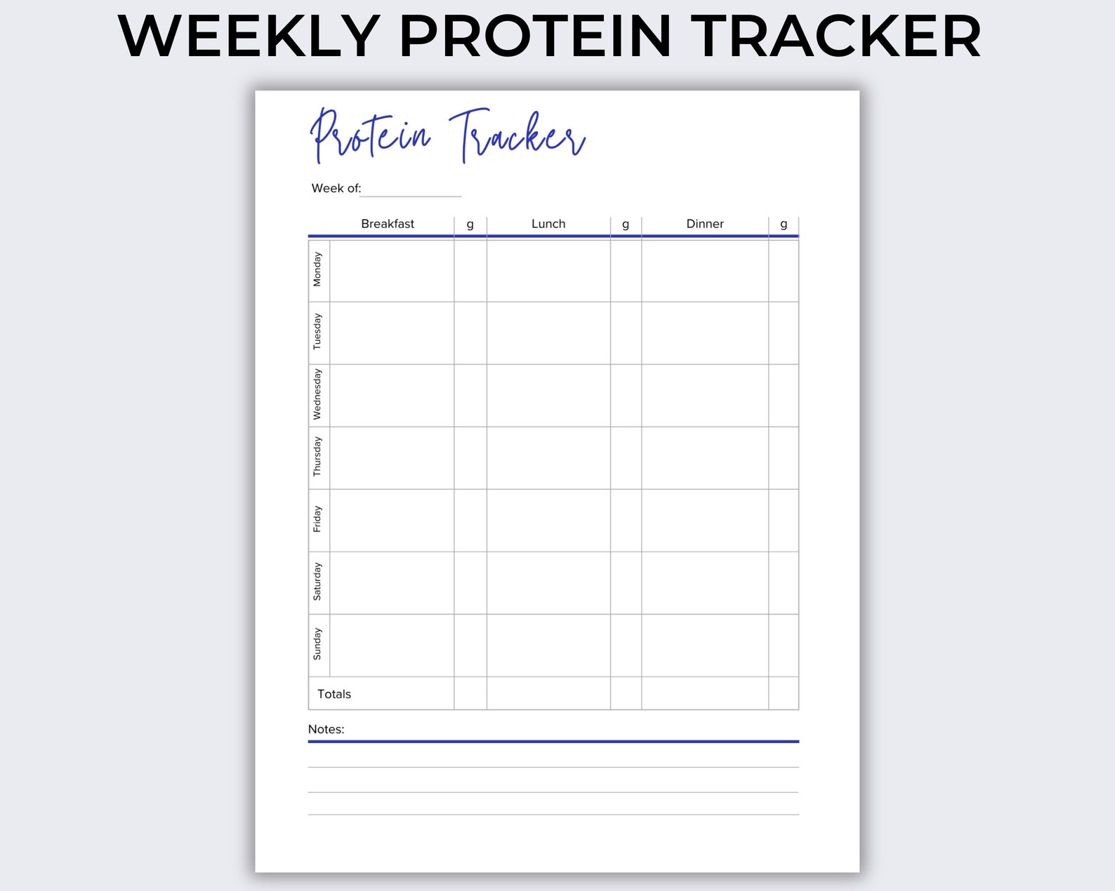 Protein Tracker Printable, Weekly Protein Tracker, Macro Tracker, Food ...
