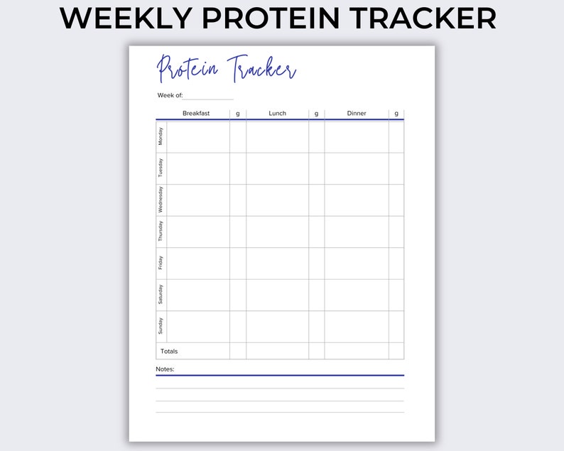 Protein Tracker Printable, Weekly Protein Tracker, Macro Tracker, Food ...