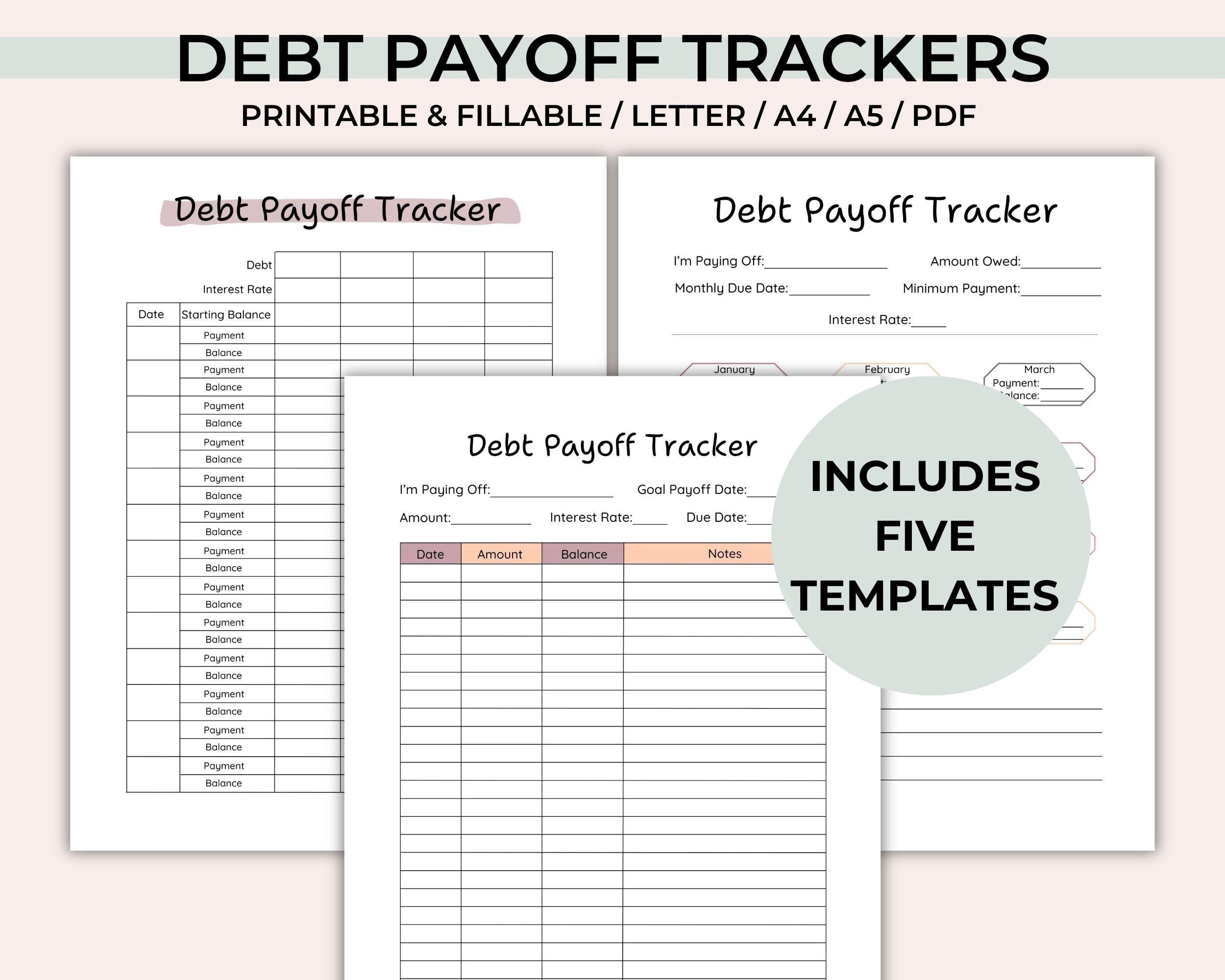 Editable Debt Payoff Tracker Bundle, Printable Debt Repayment Tracker ...