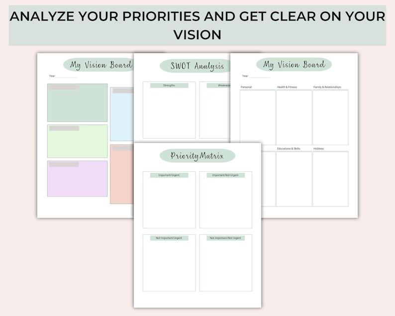 Editable Goal Planner Bundle - Printable SMART Goal Setting - Daily ...