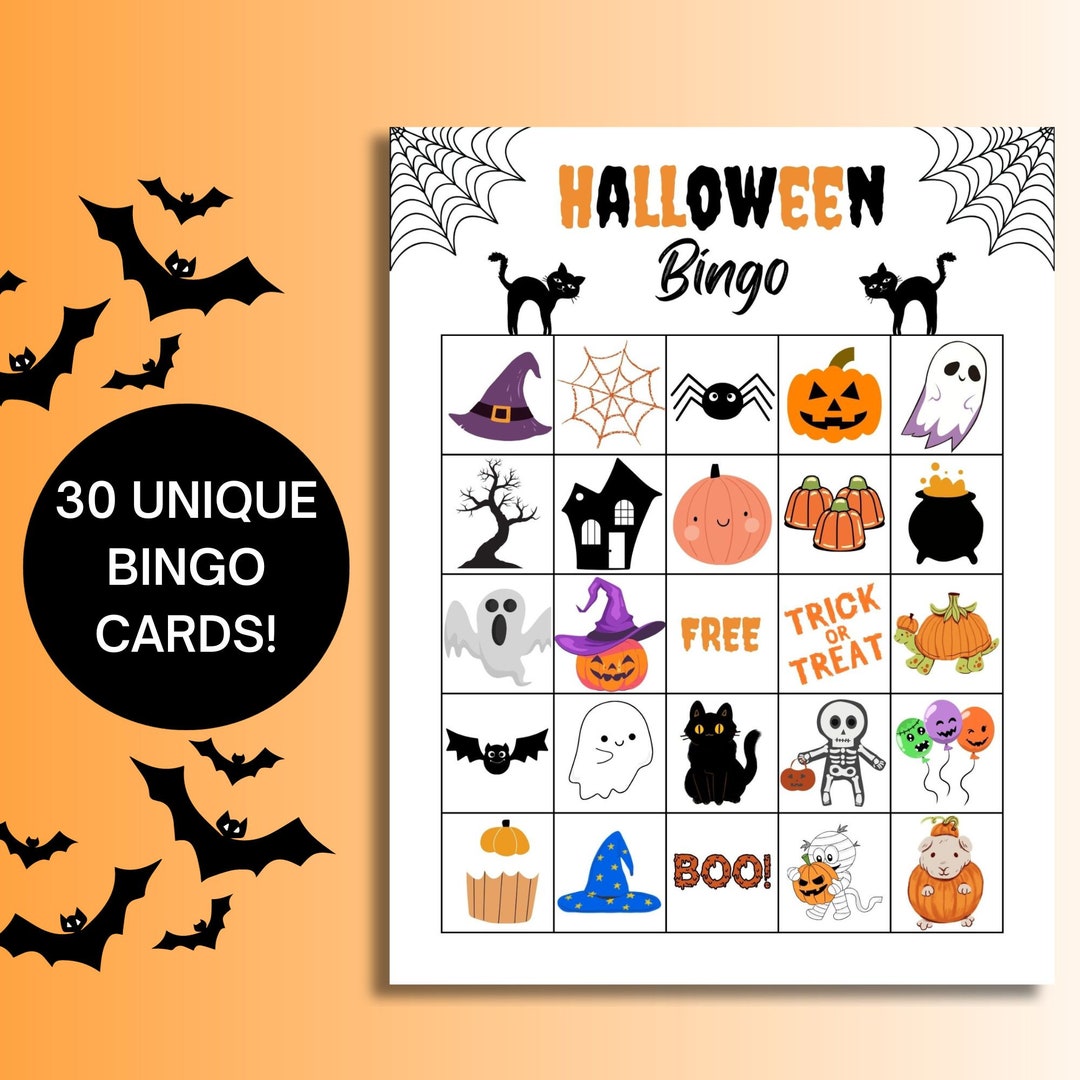 Halloween Bingo Game Printable, Fun Halloween Game, Halloween ...