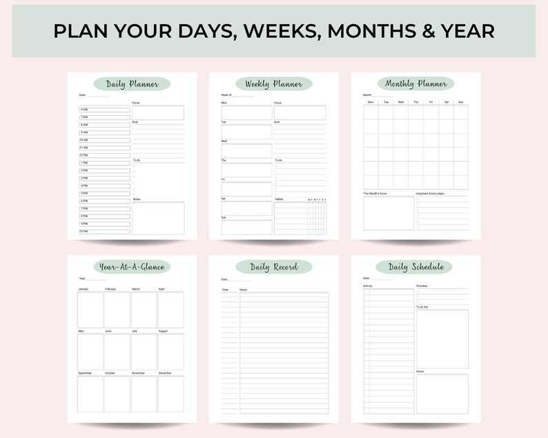 Editable Goal Planner Bundle - Printable SMART Goal Setting - Daily ...