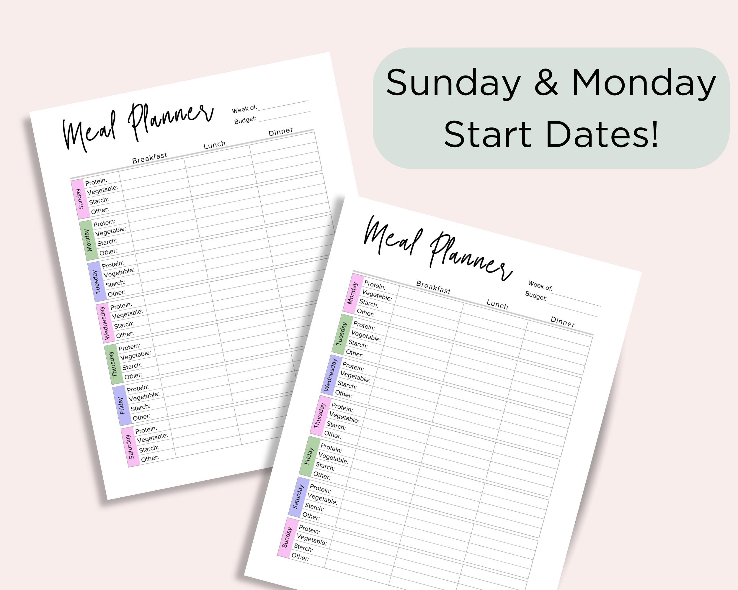 Editable Meal Planner and Grocery List, Weekly Meal Tracker Printable ...