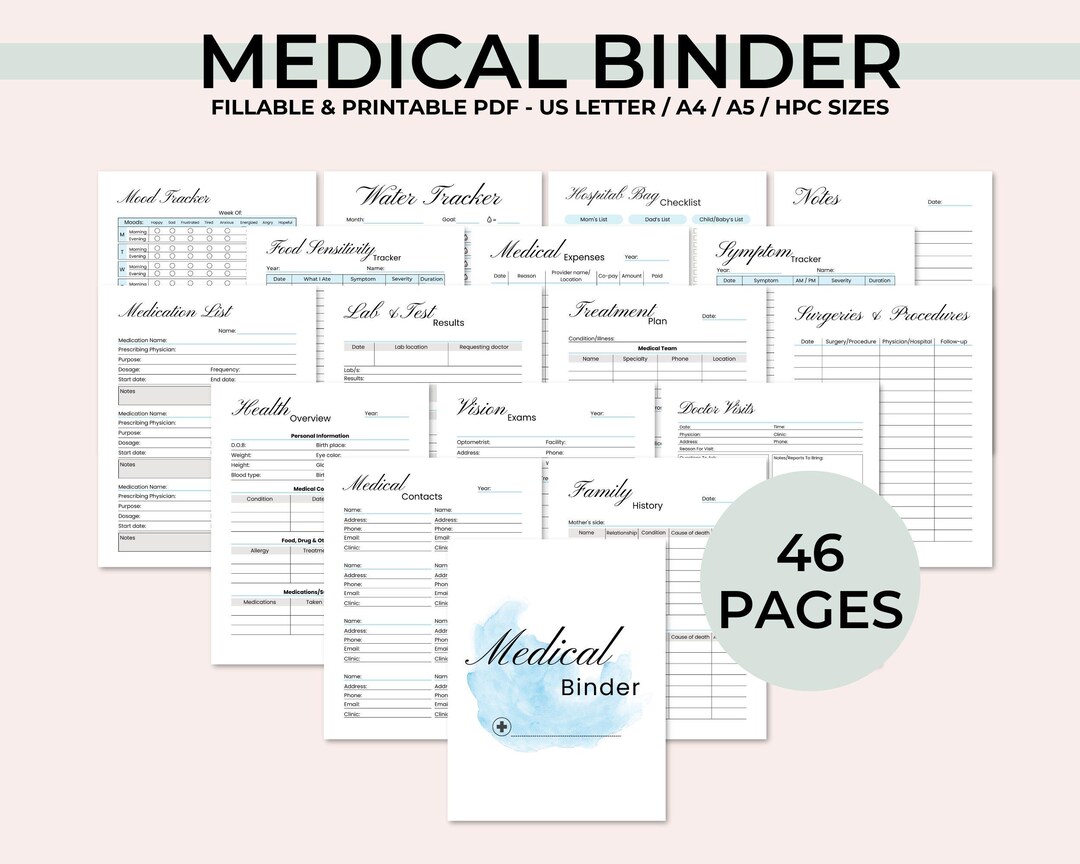 Editable Medical Binder Bundle, Family Medical Planner, Health Binder ...