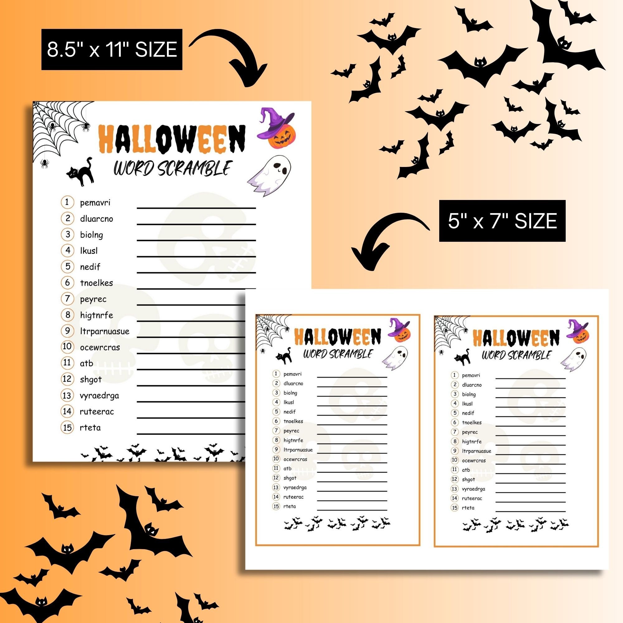 Halloween Word Scramble Game, Printable Halloween Party Game, Activity ...