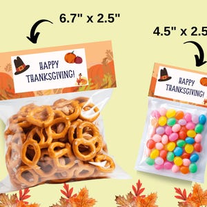 Thanksgiving Treat Bag Topper, Printable Snack Bag Treat Label, Gift ...