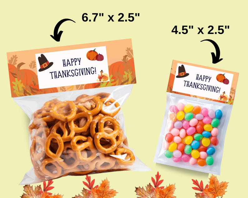 Thanksgiving Treat Bag Topper, Printable Snack Bag Treat Label, Gift ...