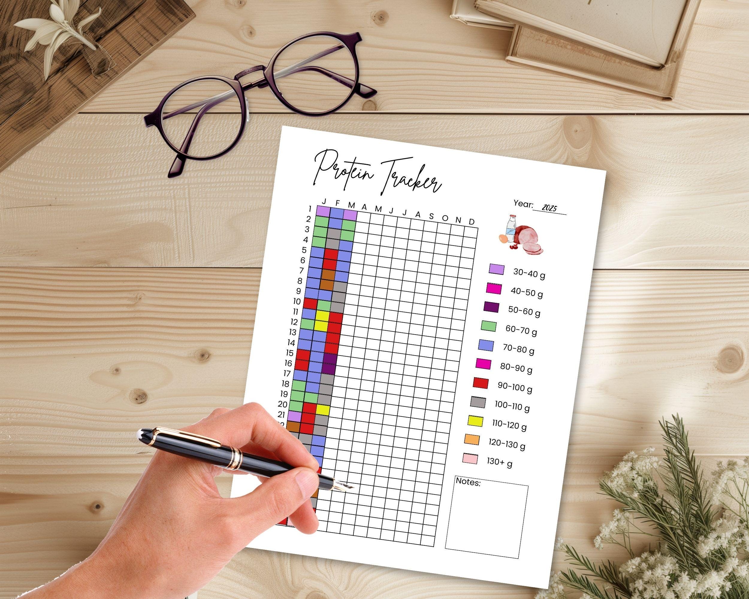 Protein Tracker Printable - Journal Page - Macro Tracker - Protein Log ...