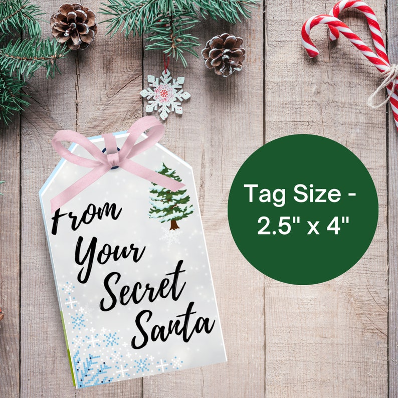 Secret Santa Gift Tags, Printable Santa Labels, Unique Santa Tags, Kris ...